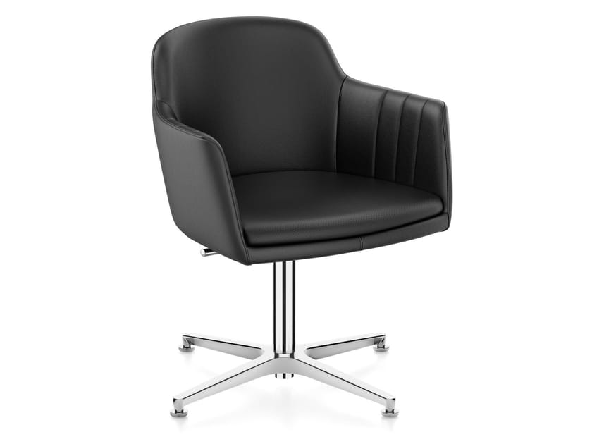 Height-adjustable leather task chair with 4-Spoke base LEMON IS5 LM745 ...