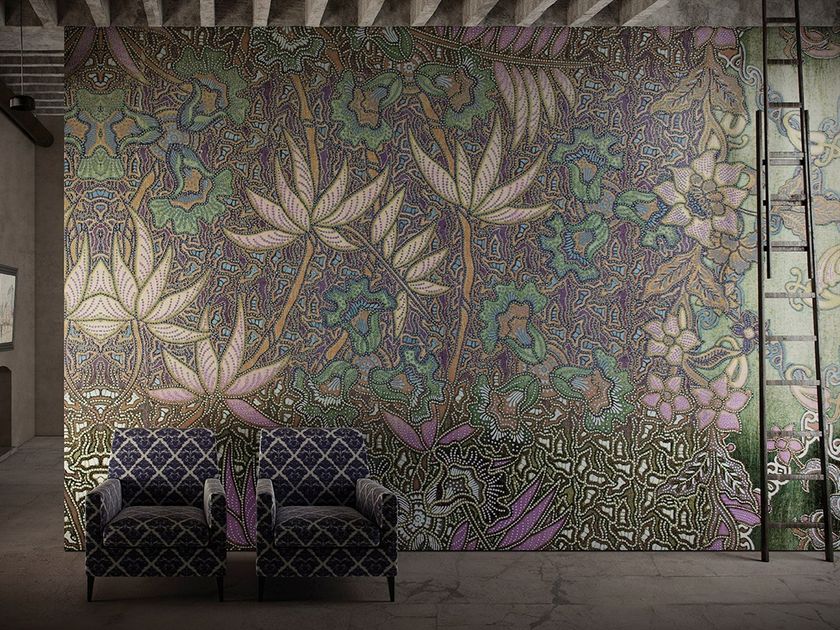 Wallpaper with floral pattern LIBECCIO Foulard Collection By GLAMORA