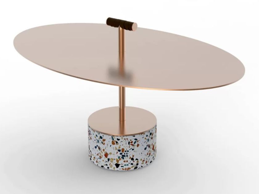 LIDO | Oval coffee table Oval steel and marble grit garden side table ...