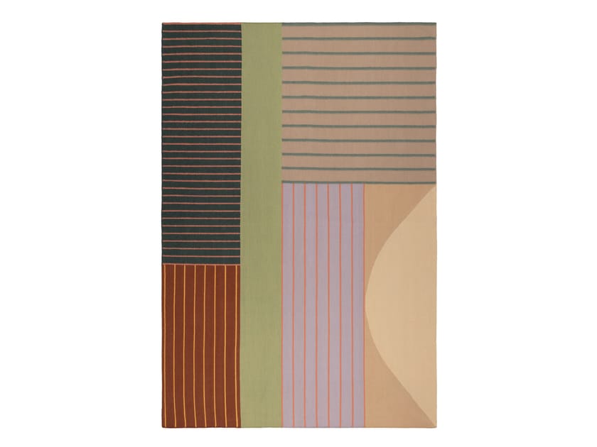 Handmade rectangular wool rug with geometric shapes LILAC Rigg & Furrow ...