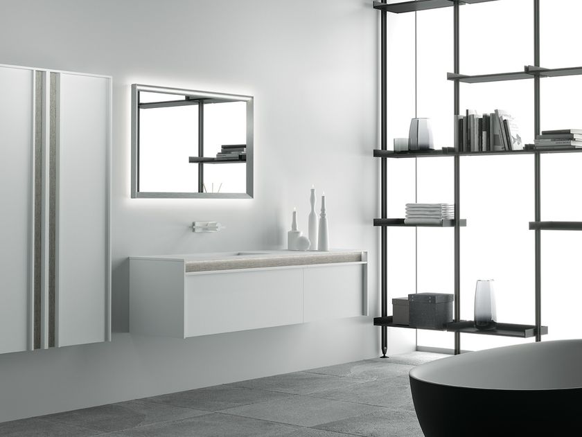 Wall-mounted HPL vanity unit with drawers LINE 3 Line Collection By ...