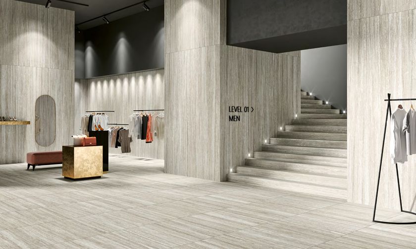 Laminated porcelain stoneware wall/floor with marble effect LINEA ...