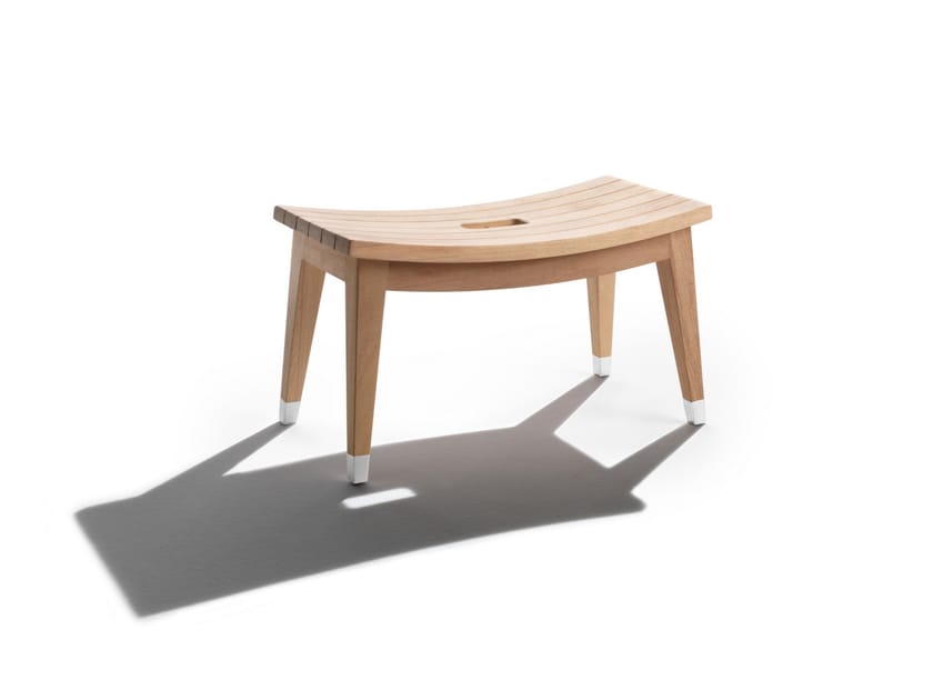 Low iroko stool LOTUS By Flexform