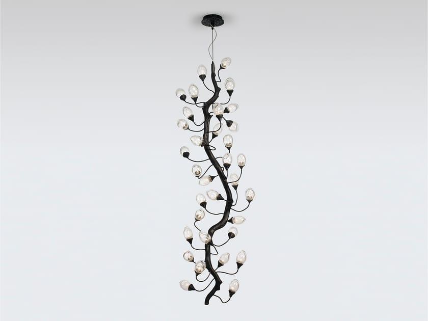 LOTUS HORIZONTAL BLOOM MEDIUM LED handmade bronze pendant lamp By Serip