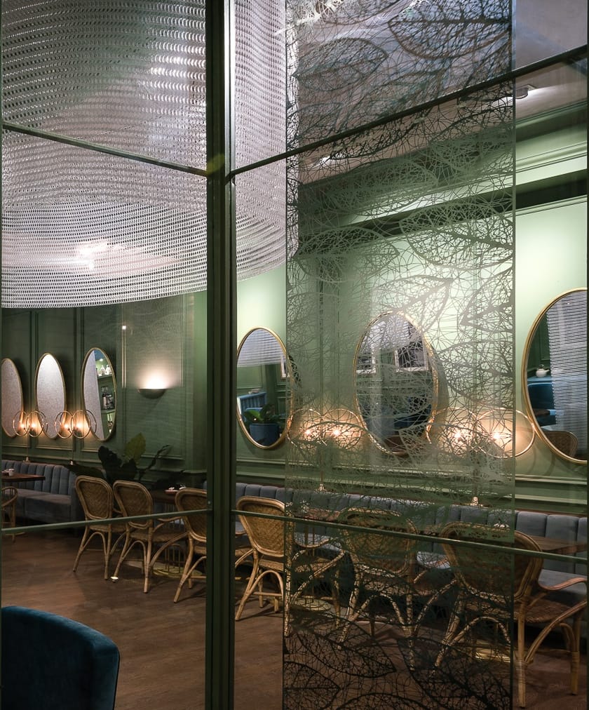 Hanging stainless steel room divider LYMPH MePas Collection By Caino Design