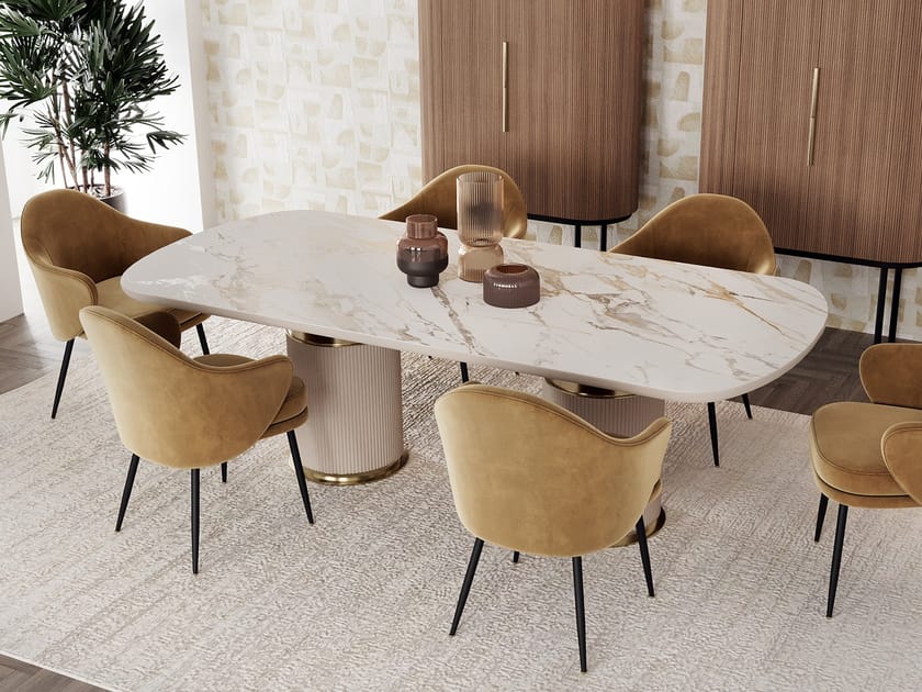 MALALA | Table Oval porcelain stoneware table By ANA ROQUE INTERIORS