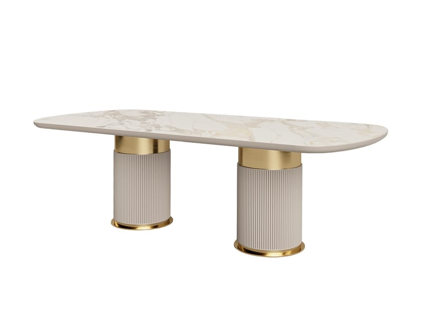 MALALA | Table Oval porcelain stoneware table By ANA ROQUE INTERIORS