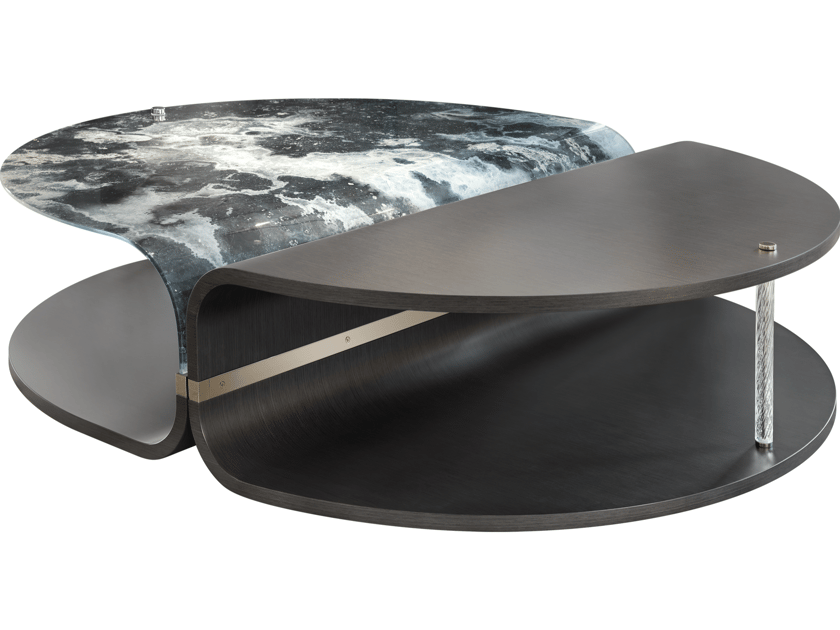 Wood and glass coffee table MARS By Sicis design Massimiliano Raggi
