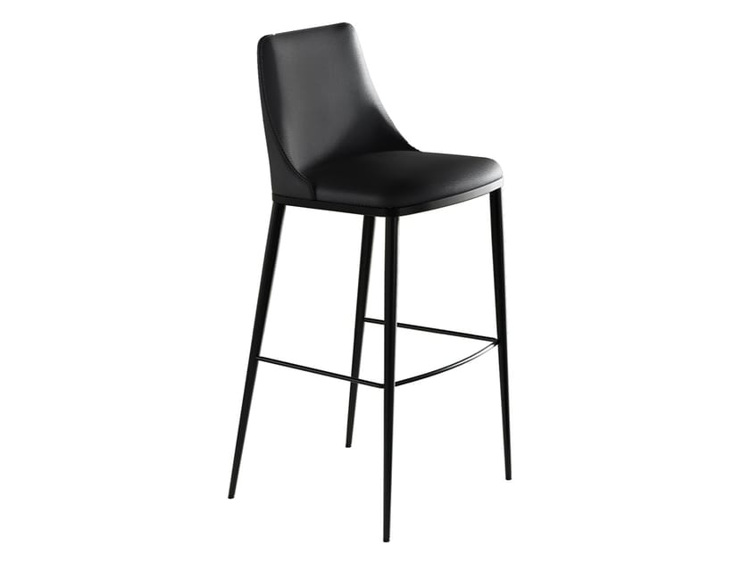 MAX High leather stool with footrest By EFORMA