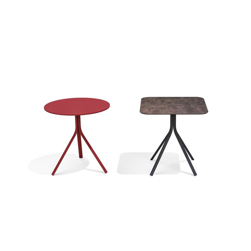 MELIK Round powder coated steel table with 3-star base By BABEL D ...