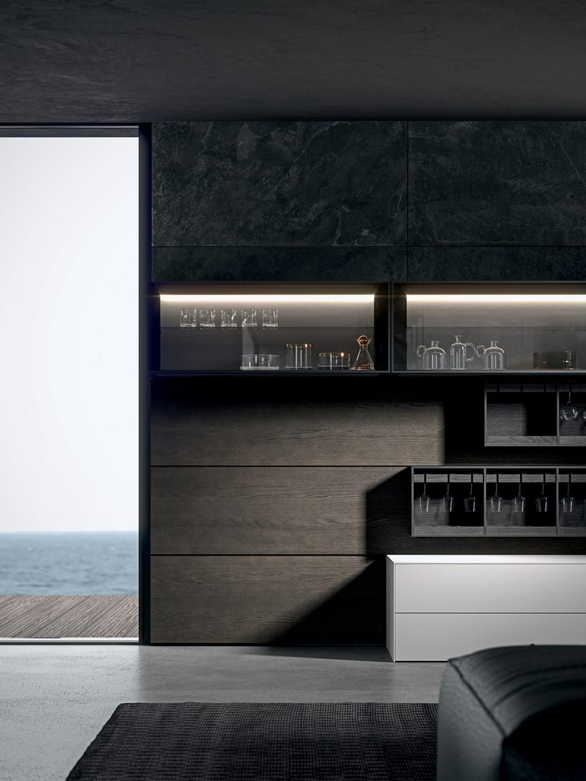 MH6 | Storage wall with integrated lighting MH6 Collection By MODULNOVA