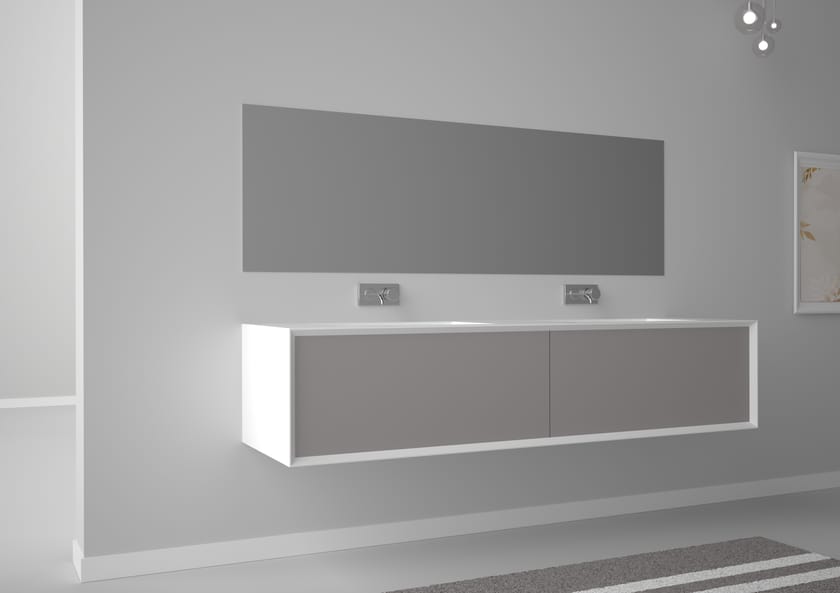 MILANO 180 | Double vanity unit Wall-mounted MDF vanity unit with 2 ...