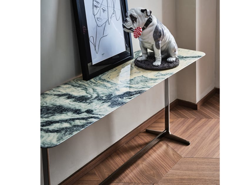 MIMÌ Consolle retrodivano con base in metallo e top in marmo By Mariani ...