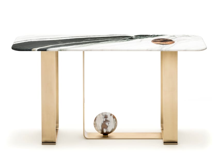 Rectangular marble console table with satin metal base MINERVA 7005S ...