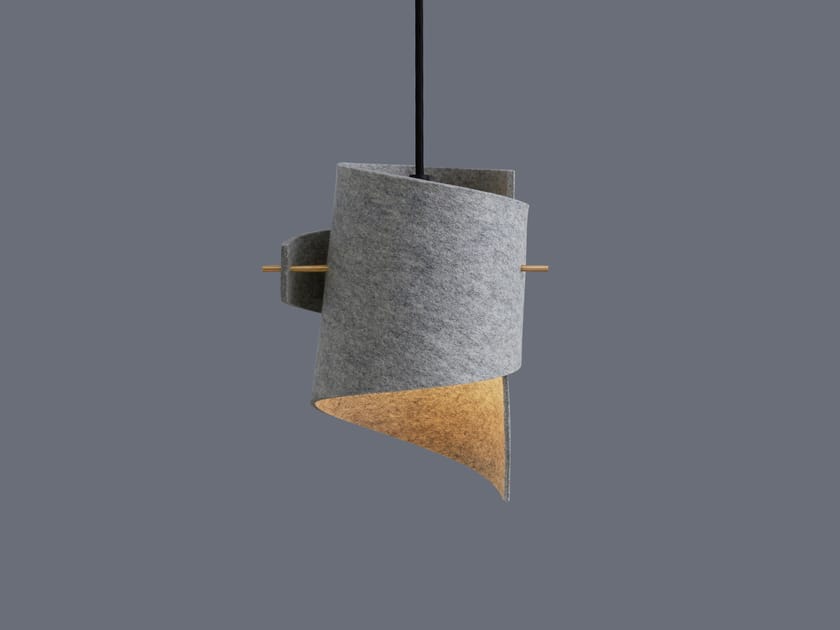 LED handmade felt pendant lamp ML01 MINI WOOL FELT LIGHT GREY By moijn ...