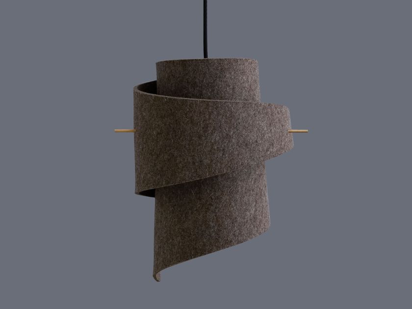 LED handmade felt pendant lamp ML01 ORIGINAL WOOL FELT GREYBROWN By ...