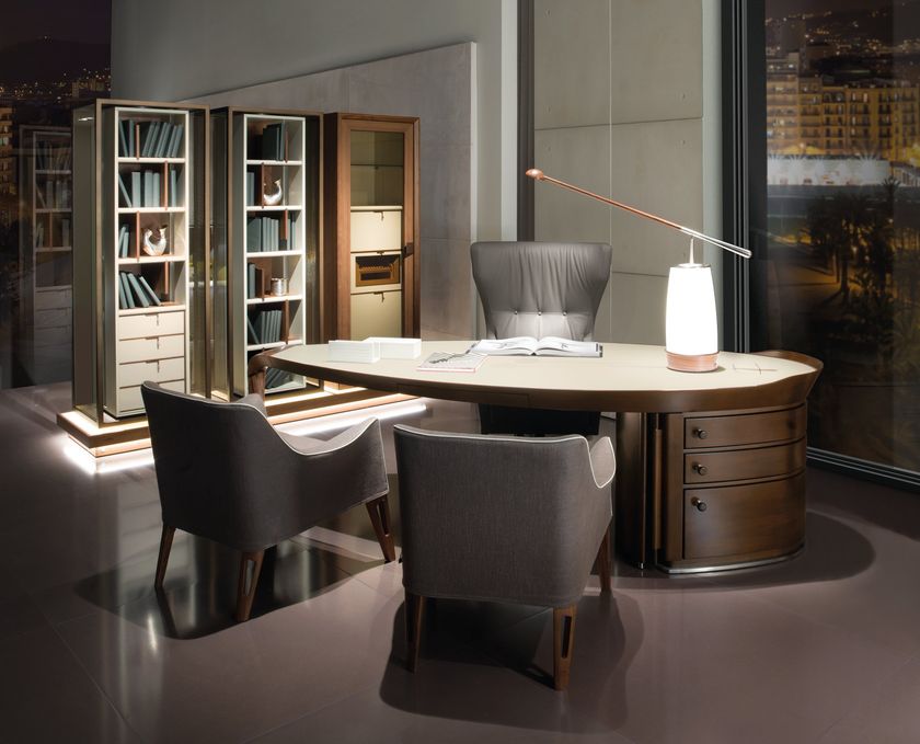 Poltroncina in pelle con braccioli MOBIUS - Giorgetti - Edilportale