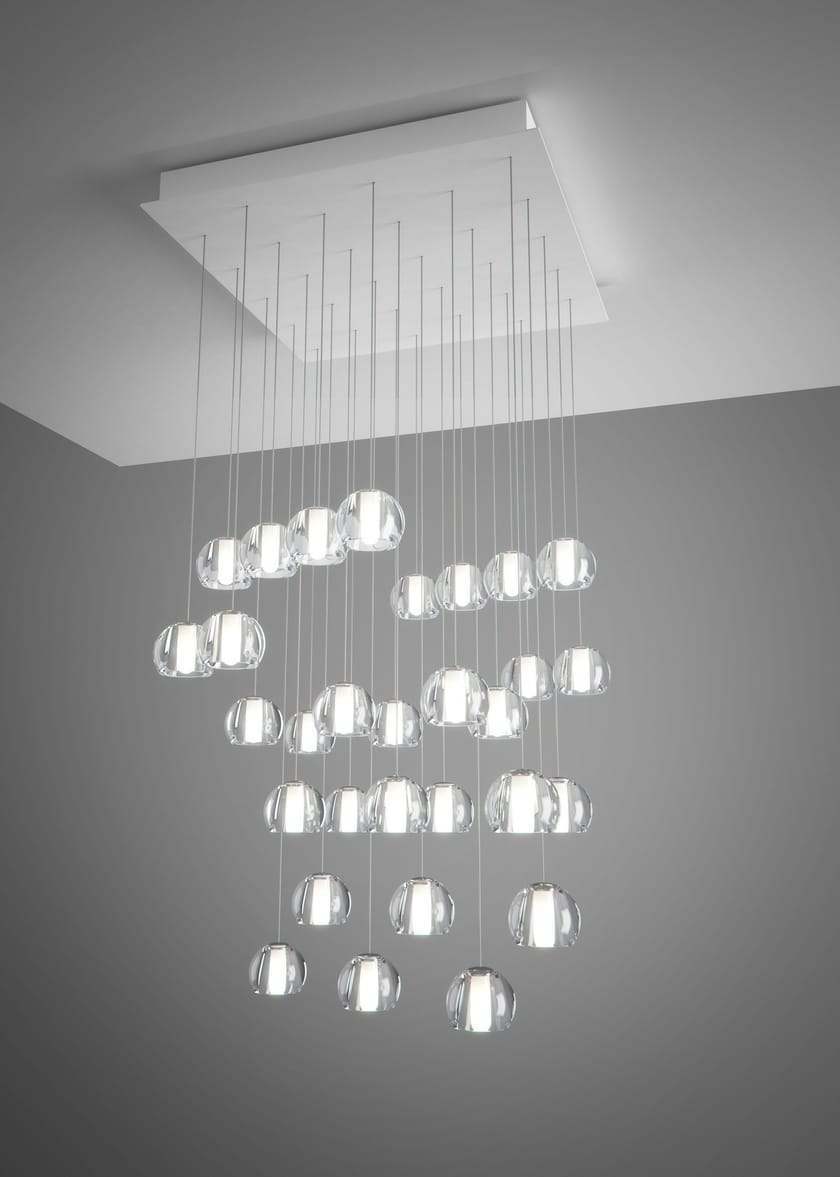 Direct light crystal pendant lamp MULTISPOT BELUGA | Pendant lamp ...