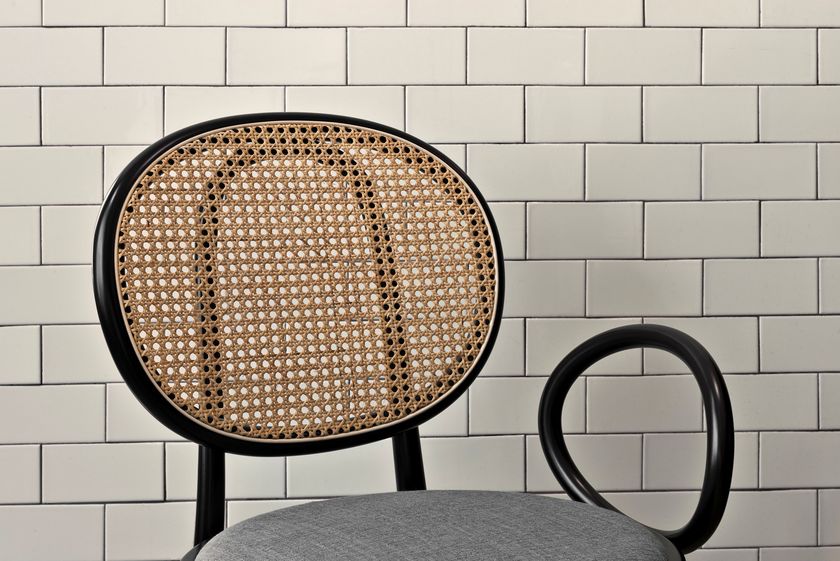 N.0 Wooden chair with Vienna straw backrest and one armrest By Wiener ...