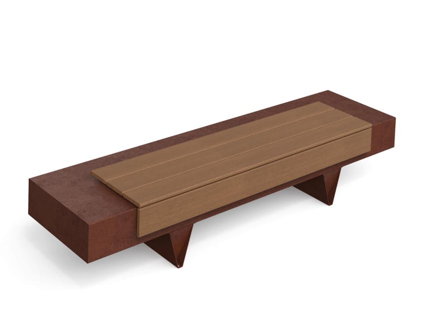 Modular backless Corten™ Bench NORSE C By Metalco design Massimo Tasca