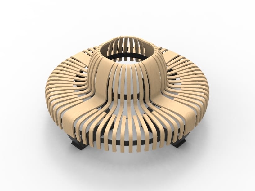 NOVA C BACK DONUT Wooden bench seating with back By Green Furniture ...