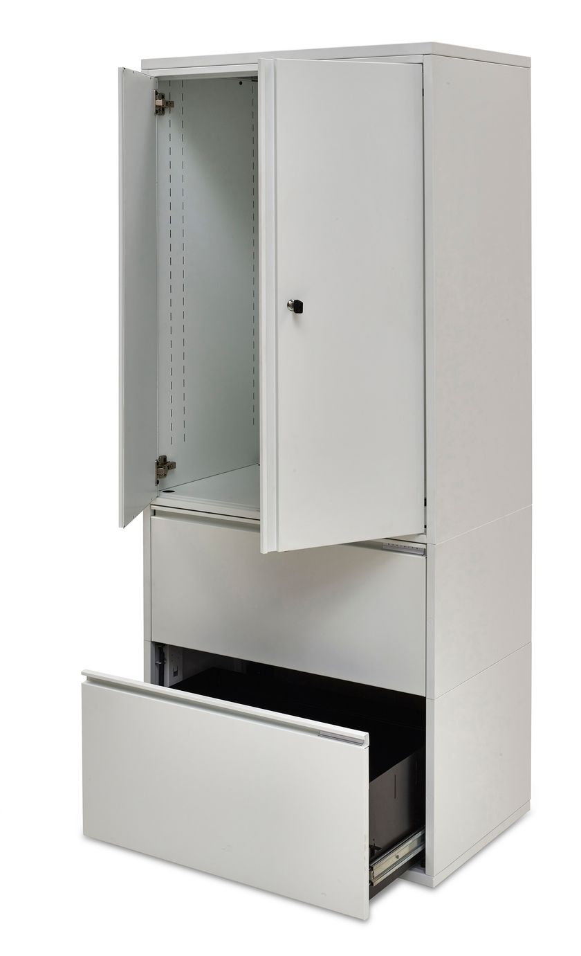 MERIDIAN Modular office storage unit with hinged doors By Herman Miller