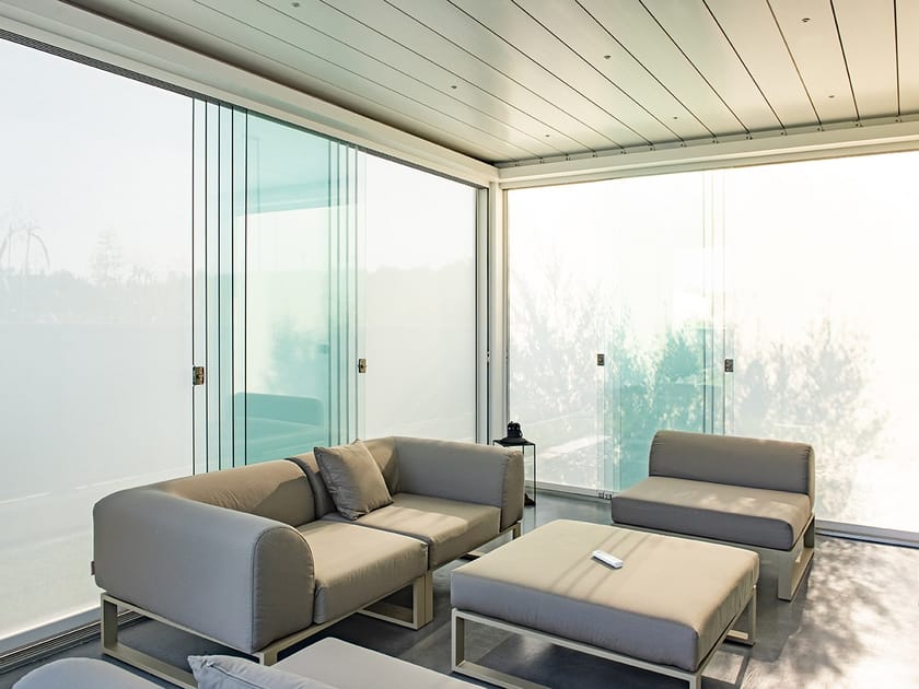 OPEN+ | Wall-mounted pergola Wall-mounted bioclimatic aluminium pergola ...