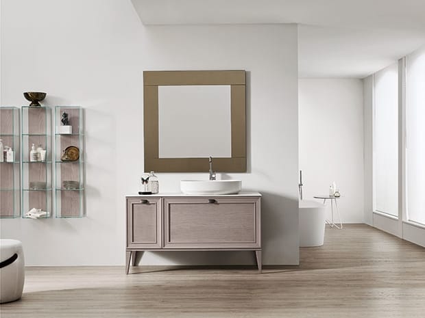 Wall-mounted wooden vanity unit with mirror OPERA - COMPOSITION 11 ...