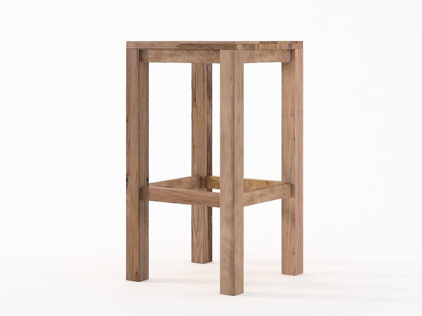 ORGANIK High reclaimed wood stool with footrest By KARPENTER | design ...