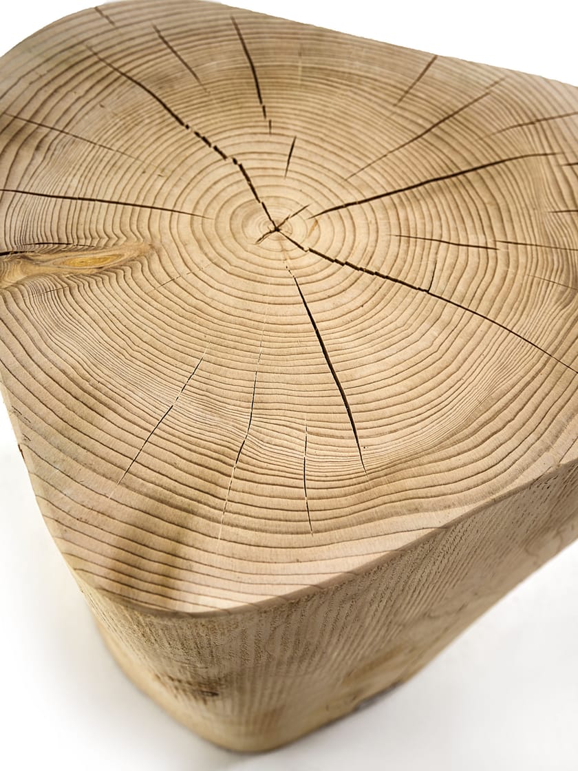 Low solid cedar wood stool OS BUUS By Riva 1920 design nespoli e novara