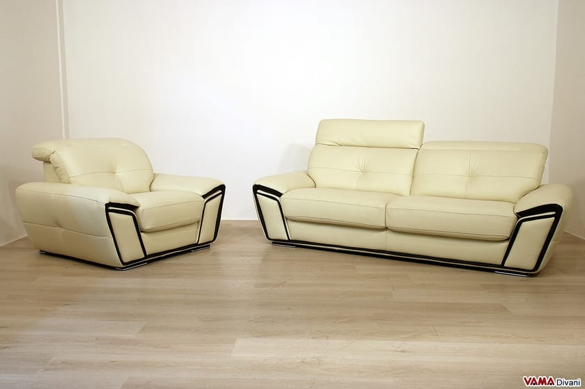 Divano in pelle a 2 posti con poggiatesta OXIGENE By VAMA