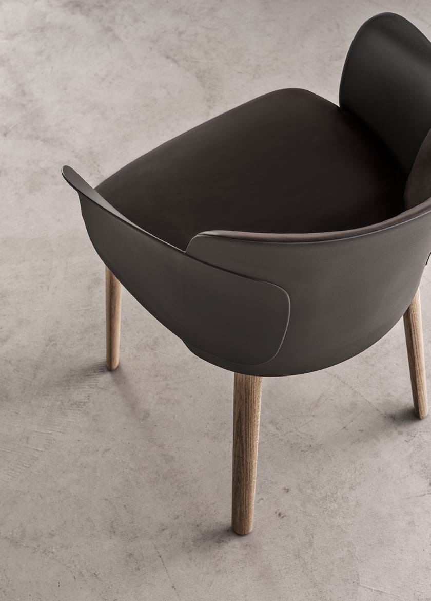 Sedia in polipropilene e pelle con braccioli PAPER | Sedia in pelle ...