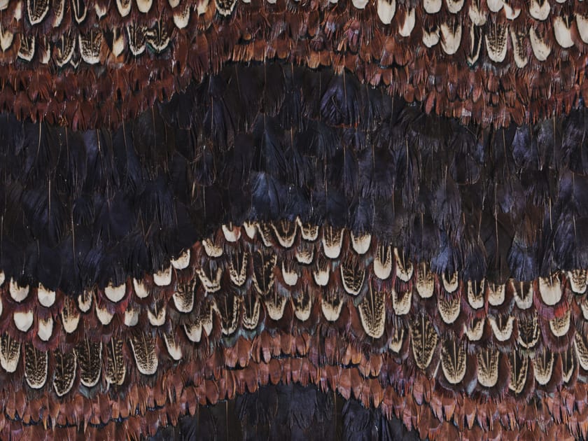 Carta da parati in piume d'uccello PEACOCK PHEASANT PURPLE WAVE ...