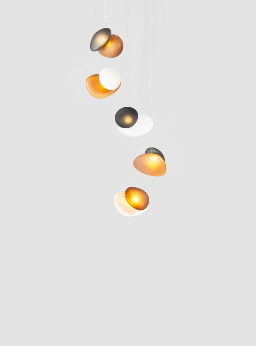 LED blown glass pendant lamp PEBBLE CHANDELIER 5 Pebble Collection By A ...