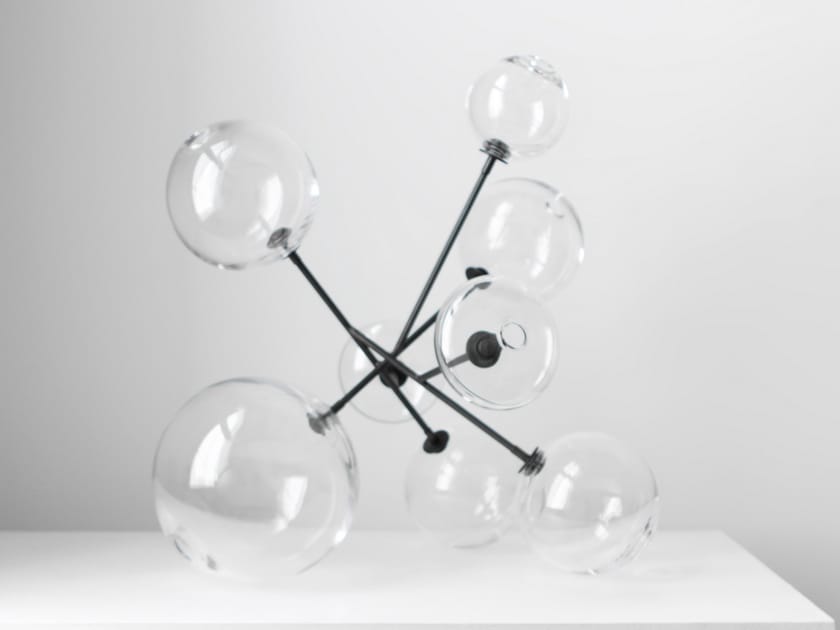 Blown glass sculpture PIVOT By SkLO design Karen Gilbert, Paul Pavlak