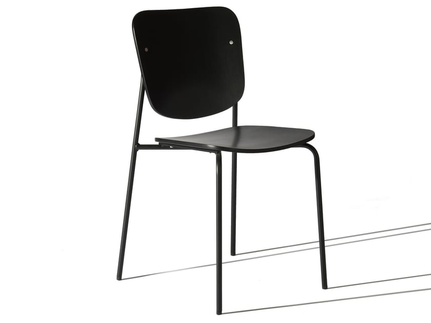 Stackable open back steel and wood chair /PLAI_L By Belca design ...