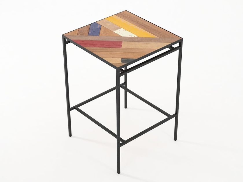 PLANKE Square reclaimed wood high table By KARPENTER | design Hugues ...
