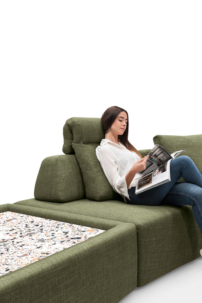 PLATFORM Sectional curved fabric sofa By Felis