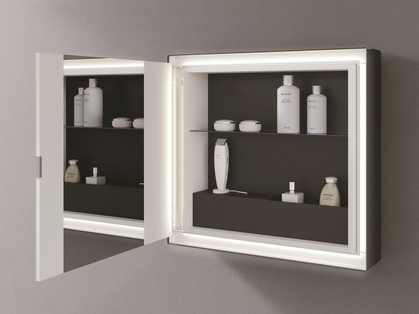 Wall-mounted mirror with cabinet and integrated lighting POWER BOX By DDL