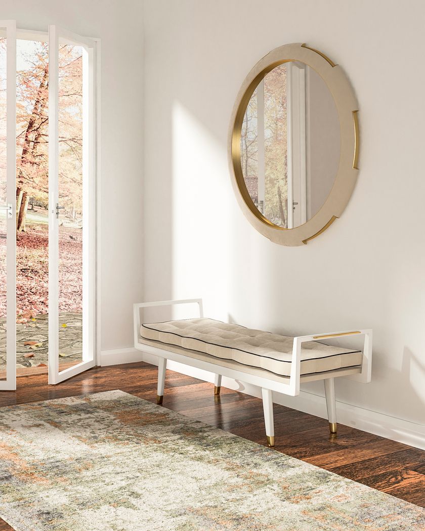 Upholstered lacquered wooden and fabric bench PRINCE By JOSÉ LEITE DE ...