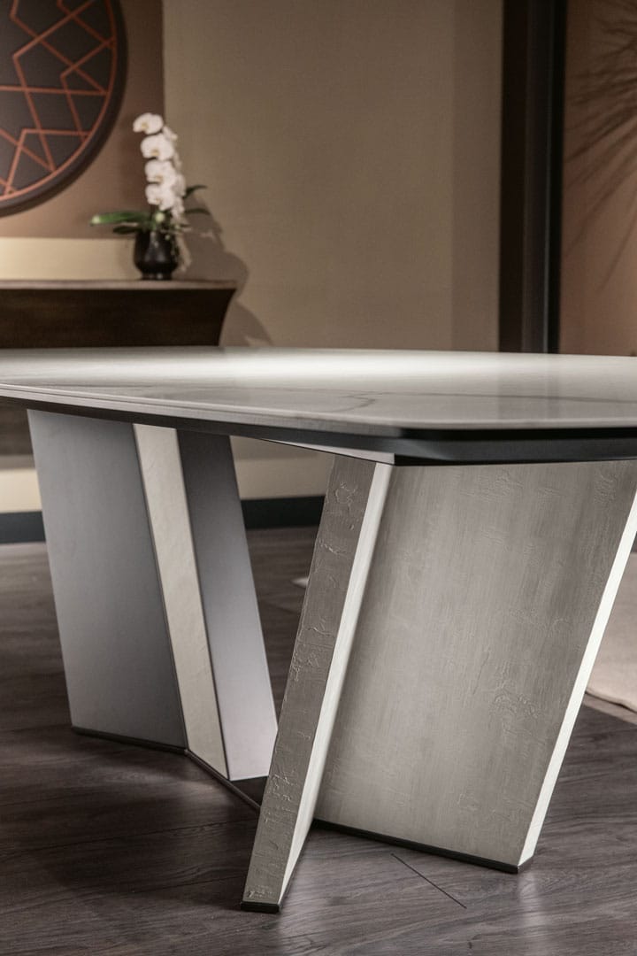 PRISMA Rectangular table with ceramic top and metallic base By Cantori