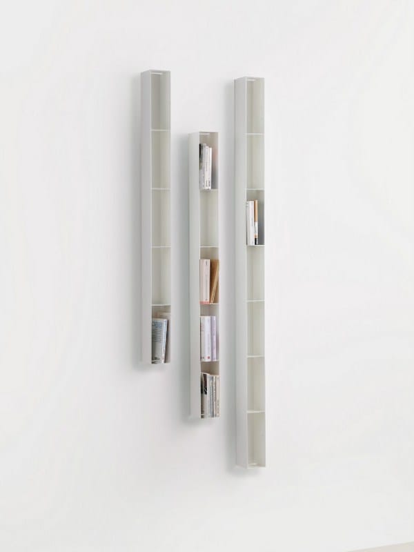 Wall-mounted floating powder coated steel bookcase LUFT By MOX design ...
