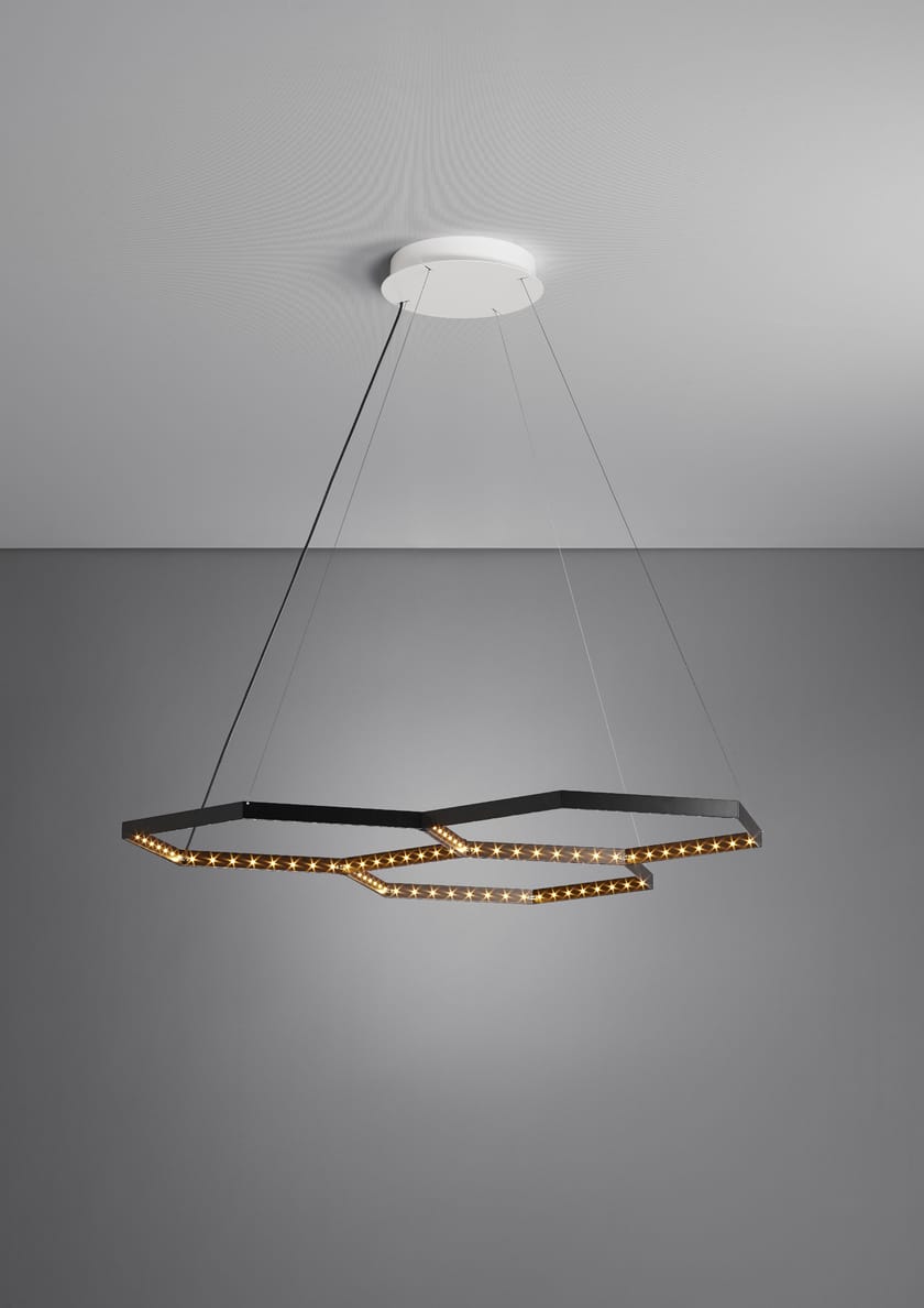 LED direct light indirect light steel pendant lamp HEXA 3 By Le Deun ...