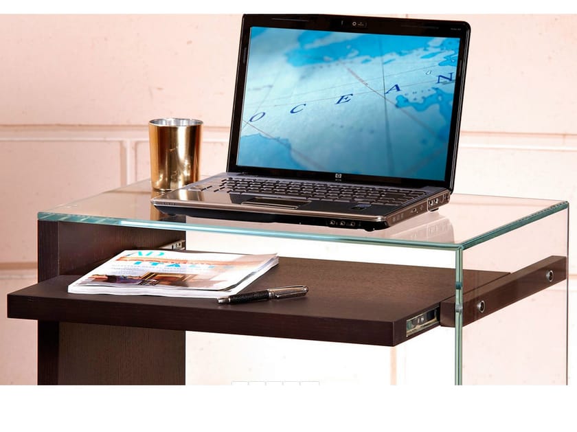 Mobile porta computer in vetro temperato su ruote LAPTOP - ZEN 7 By Adentro