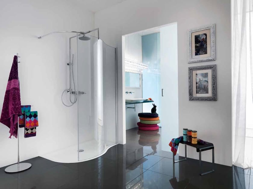 Doccia walk-in con piatto OPEN SPIN By Samo