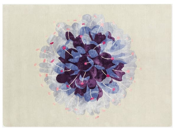 Handmade rug with floral pattern DEVIL'S BIT SCABIOUS By Deirdre Dyson