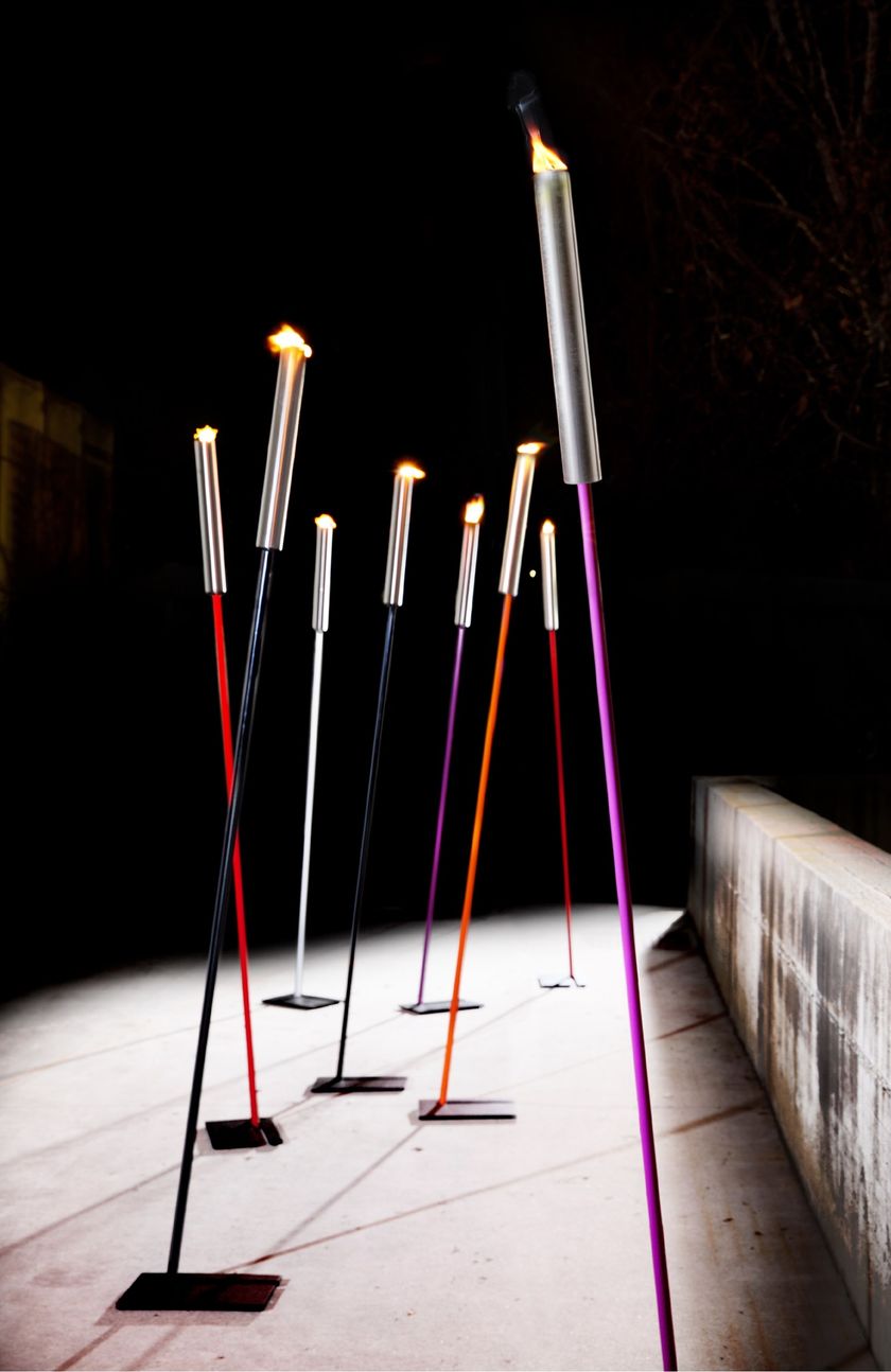 Torch with metal structure FIRE By ZAVA design Franco Zavarise