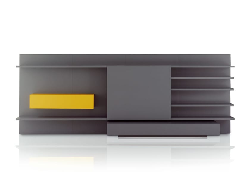 Sistema modulare di contenitori, piani d'appoggio e Tv MODERN - Porro
