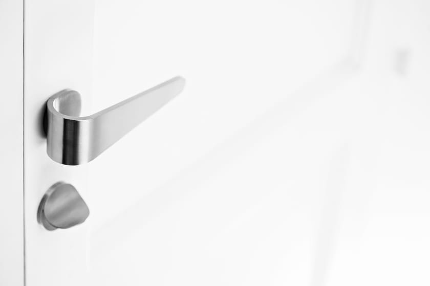FOLD Stainless steel door handle with lock By Formani | design Tord Boontje