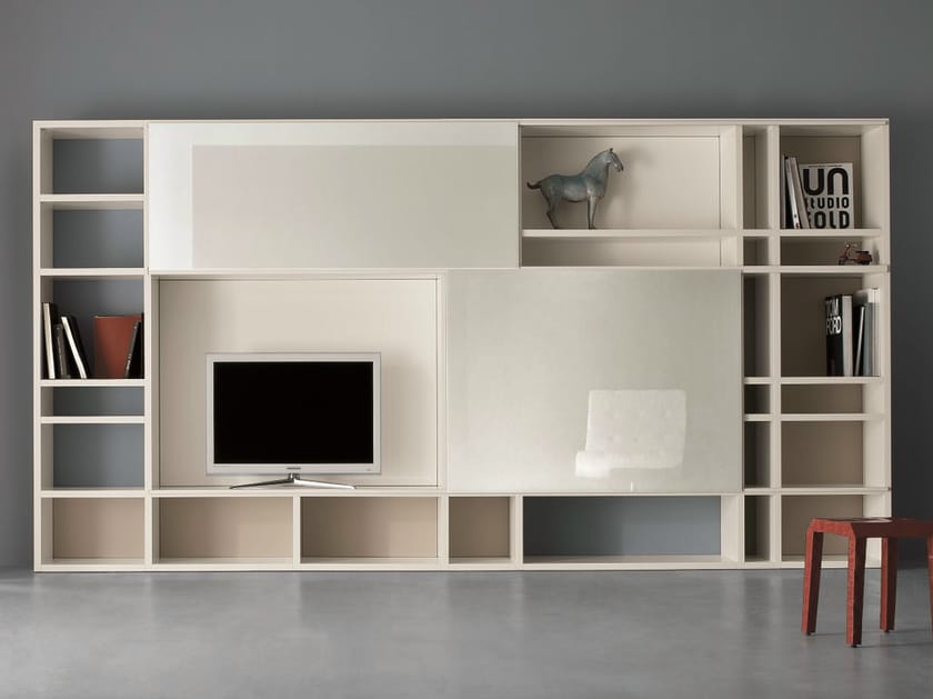 Walnut TV wall system SPEED H By Dall'Agnese design Imago Design ...